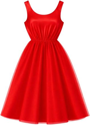 Patrizia Pepe Femme, Robes, Rouge, Taille: 40 FR Robe &Eacute;vas&eacute;e avec Jupon en Tulle