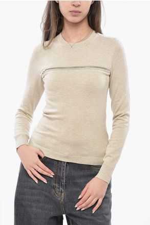 Isabel Marant Wool-Blend Crewneck Sweater GIO with Zip Opening size 38