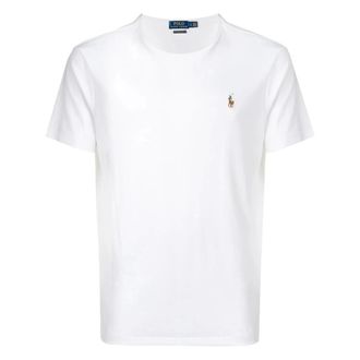 Polo Ralph Lauren Homme, Tops, Blanc, Taille: M T-shirt en coton coupe slim brod&eacute;