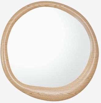 Sklum Runder Wandspiegel &Oslash;100 cm aus MDF Zunire Braun Natur