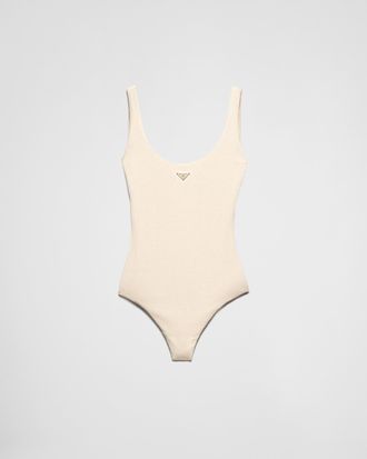 Prada Einteiliger Badeanzug aus Jersey mit Strasssteinen