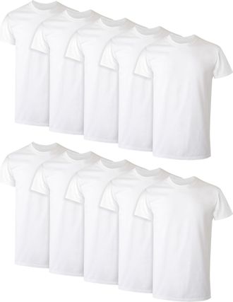 Hanes Herren Wei&szlig; T-Shirt Pack erh&auml;ltlich Feuchtigkeitsableitende Hemden 100% Baumwolle Unterhemden f&uuml;r Herren, Multipack, 12 St&uuml;ck in Wei&szlig;, Mittel
