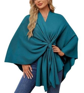 Generic Poncho &eacute;l&eacute;gant doux ouvert sur le devant pour le printemps, lautomne et lhiver, vert fonc&eacute;, Taille unique