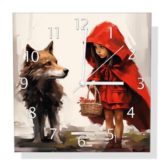 Wallario Design-Wanduhr Märchenhafte Begegnung aus Glas, Motiv-Uhr Größe 30 x 30 cm, weiße Zeiger