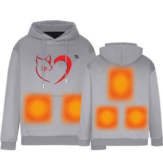 Generic Sweat &agrave; capuche d&eacute;contract&eacute; unisexe avec 5 chauffages USB, cadeau de Saint-Valentin 2026, gris, XXL