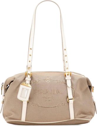 Prada Hobo Bags - Canvas Canapa Logo Shoulder Bag - Gr. unisize - in Braun - für Damen