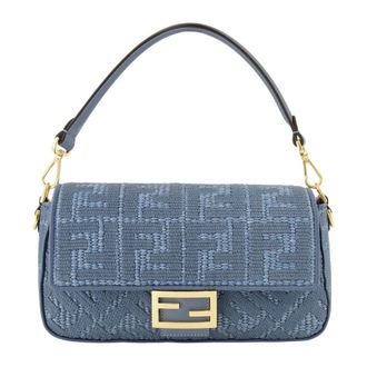 Fendi Sac Baguette mit Bast-Effekt - - Bags - Damen - Blau - ONE SIZE