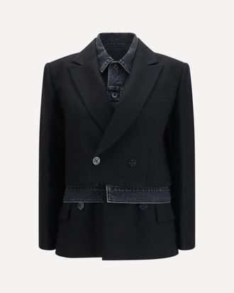 sacai Wool flannel and denim Jacket Female 2