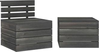 vidaXL 2-tlg. Garten-Sofagarnitur aus Paletten Kiefernholz Dunkelgrau Vidaxl