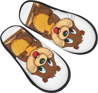 Generic Slippers Castor Anim&eacute; De Dessin Anim&eacute; Cozy Pantoufles DHiver Peluche Chausson Hotel Pour Invit&eacute; Camping Homme L