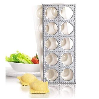 La Bonne Graine Moule &agrave; Raviolis Carr&eacute;s 10 Empreintes 6x6 cm + Plaque &agrave; Foncer - Aluminium R&eacute;sistant - Pr&eacute;paration Facile de P&acirc;tes Maison