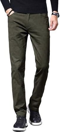 Generic Pantalon chino &agrave; carreaux coupe droite pour homme Coupe ajust&eacute;e Coupe ajust&eacute;e Pantalon d&eacute;contract&eacute; Pantalon chino skinny &agrave; carreaux, Olive Drab, 52
