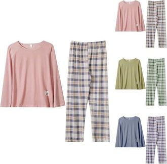 Generic Ensemble de pyjama pour femme, coupe ample, col rond, confortable et doux, vêtement de nuit léger, décontracté, polyvalent et respirant, vêtements de 