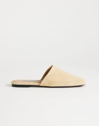 Topshop Cressida - Mules &agrave; bout carr&eacute; en daim v&eacute;ritable de qualit&eacute; sup&eacute;rieure - Camel-Neutral