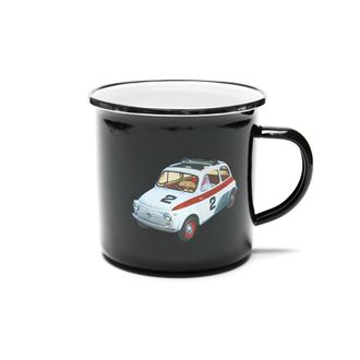 Fiat 500 fice21 Mug emailliert, Emaille, Schwarz