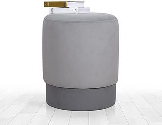 Atelier Del Sofa Stylish Bohemian Pouffe, Grey Velvet & Cotton, 43 cm Height x 38 cm Depth | 5 cm Orthopedic Sponge, Perfect for Hotel & Home Decor