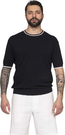 Paolo Pecora Homme, Tops, Bleu, Taille: XL T-shirt Girocollo 6685
