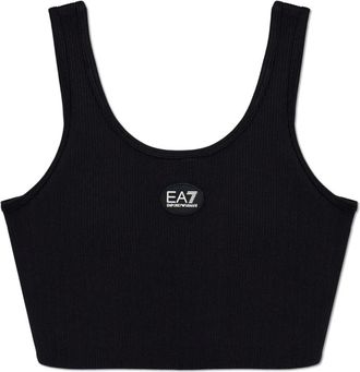 Emporio Armani Emporio Armani Ea7, Femme, Tops, Noir, Taille: 38 FR Short Logo Top