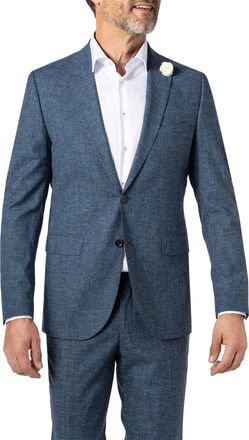 CG - Club of Gents Herren Sakko blau meliert Slim Fit
