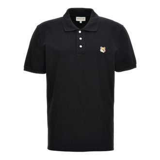 Maison Kitsun&eacute; Fox Head Regular Polo - - Tops - Herren - Schwarzk - M
