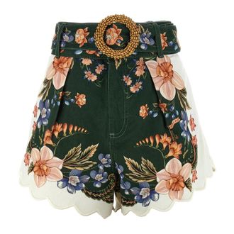 Farm Rio Farm Rio, Femme, Shorts, Vert, Taille: W26 Berry Garden Twill Shorts