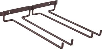 DOITOOL Doppelreihiger Wein Glas Aufh&auml;nger aus Eisen in Mattem Bronze H&auml;ngendes Stielglas Regal f&uuml;r K&uuml;che Bar Restaurant Platzsparendes Display Regal f&uuml;r Wein