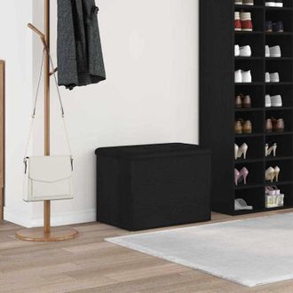 vidaXL Vidaxl - Banc de Rangement Ch&ecirc;ne noir 62 x 42 x 45 cm Bois ding&eacute;nierie
