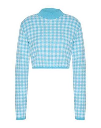 8 by YOOX COTTON-BLEND CHECK KNIT CROP-TOP