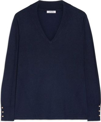 Fiorella Rubino Femme, Pulls, Bleu, Taille: 46 FR Pull &agrave; col en V avec boutons aux poignets