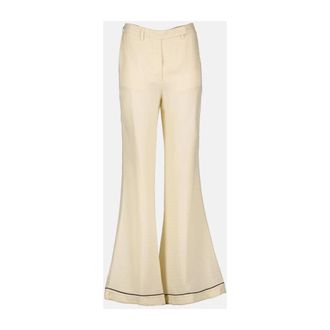 Prada Seiden Schlaghose - - Trousers - Damen - Beige - XS