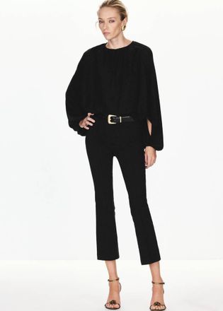 Mango Blouse fronc&eacute; lurex noir - Femme - XS - MANGO