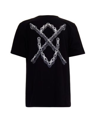 Daily Paper Clothing Mens T-Shirt Chain Shield Black Cotton T-Shirts And Polos