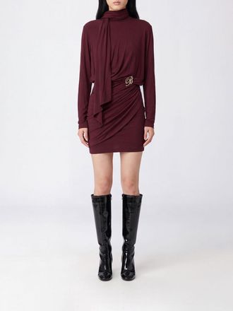 Blumarine Mini-robe fourreau en viscose stretch avec drap&eacute; et col lavalli&egrave;re