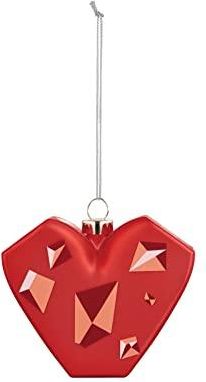 Alessi Amore al Cubo GJ02 18 - Weihnachtsdekoration, die EIN Rotes Herz Darstellt, aus Mundgeblasenem Glas in Einer Form und von Hand Dekoriert