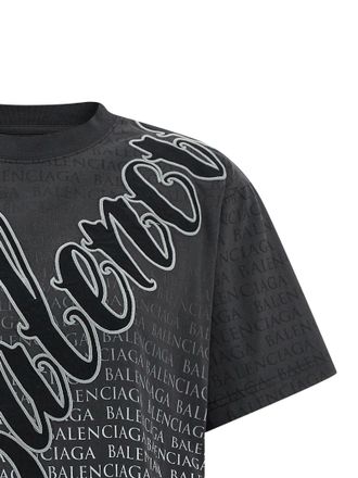 Balenciaga Logo-Print Cotton T-Shirt - Black