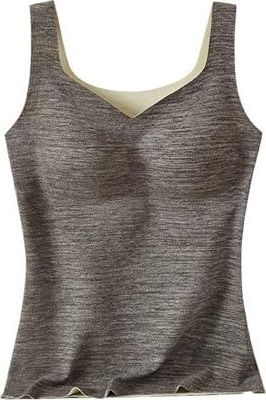 Generic Gilet thermique sans manches pour femme, haut thermique sans manches pour femme, soutien-gorge intégré, sans couture, chaud pour lhiver, débardeur bas