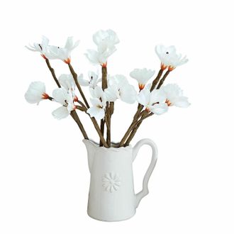 Loberon Deko-Blume 6er Set Xivale, Naturgetreue Magnolien, Immer Blühend, Natürliche Optik, Frühling, Dekoration, Kunstblumen, Eisen, Polyester, weiß