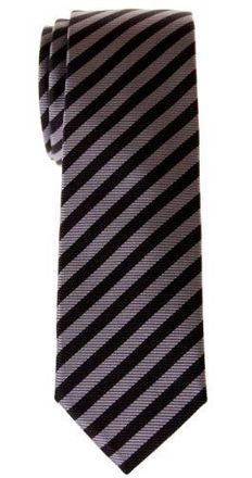 Retreez Cravate Fine Slim &Agrave; rayures Tiss&eacute;e en Microfibres de Gris et noir