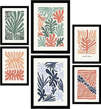 Nacnic Lot de 6 Affiches Minimalisme aux Couleurs Pastel. Motifs v&eacute;g&eacute;taux. Impressions de paysage et de nature pour la d&eacute;coration int&eacute;rieure et la d&eacute;coration