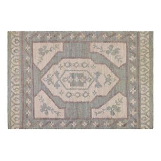 Loberon Teppich Raneema - Sch&ouml;nes Ornamentmuster - Dezenter Vintage-Charakter - Aufwendig Gewebt - 200x300 cm - Wohntextilien - Baumwolle - Jute, gr&uuml;n/Creme