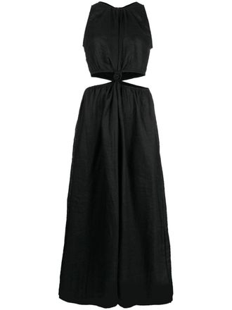 Faithfull The Brand robe Zeta mi-longue &agrave; d&eacute;coupes - Noir