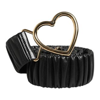 Dolce & Gabbana Gold Heart Metal Buckle Belt - - Accessories - Damen - Schwarzk - ONE SIZE