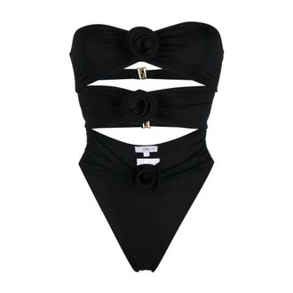 La Reveche Stilvoller Einteiler Badeanzug - - Swimwear - Damen - Schwarzk - L