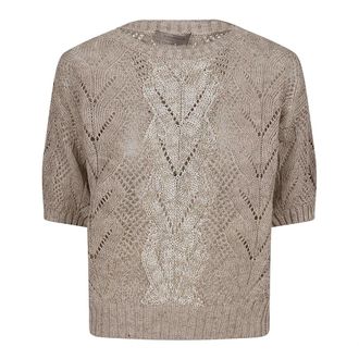 D.exterior Femme, Pulls, Beige, Taille: 36 FR MC Trecce Lino Cristalli