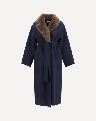 P.A.R.O.S.H. P. A.R. O.S. H. Wool Coat with fur collar and belt Female M