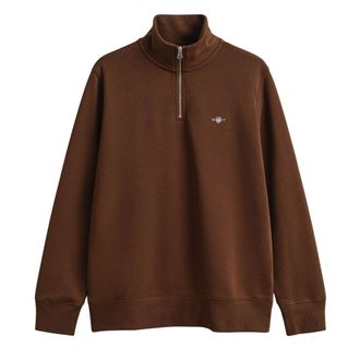 GANT Herren REG Shield Half Zip Sweat Sweatshirt, Mahogany Brown, M