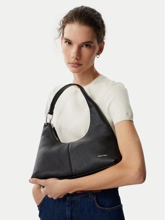 Calvin Klein Handtasche Slouchy Leather Shoulder Bag LV04F3657G Schwarz