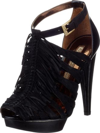 Buffalo London 15437-633 Kid Suede PATENT SOF Black 01 105330, Damen Sandalen/Fashion-Sandalen, Schwarz (Black 01), EU 37