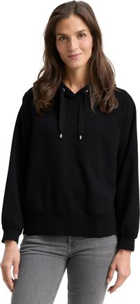 Tom Tailor Damen 1049027 Sweatshirt aus Fleece, 14482-Deep Black, L
