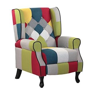 Brigros WeHome Fauteuil relax inclinable avec assise ergonomique en tissu, fauteuil lit, dossier r&eacute;glable, fauteuil inclinable pour ameublement, salon et bure